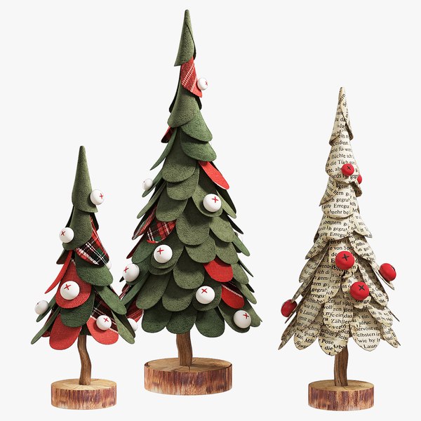 modelo 3d Conjunto de árboles de Navidad artesanales - TurboSquid 2149090