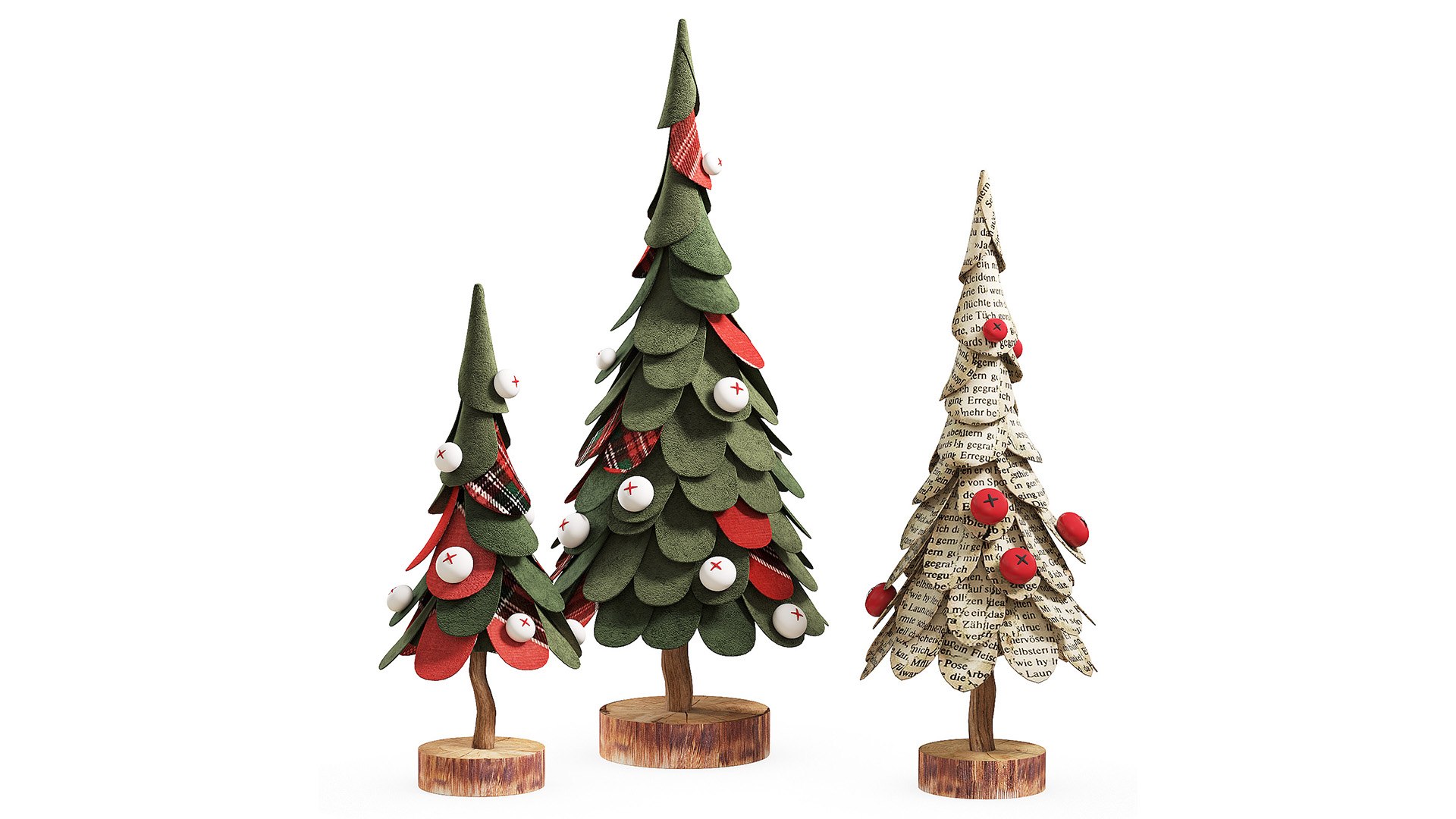 3D Craft Christmas Trees Set Model - TurboSquid 2149090