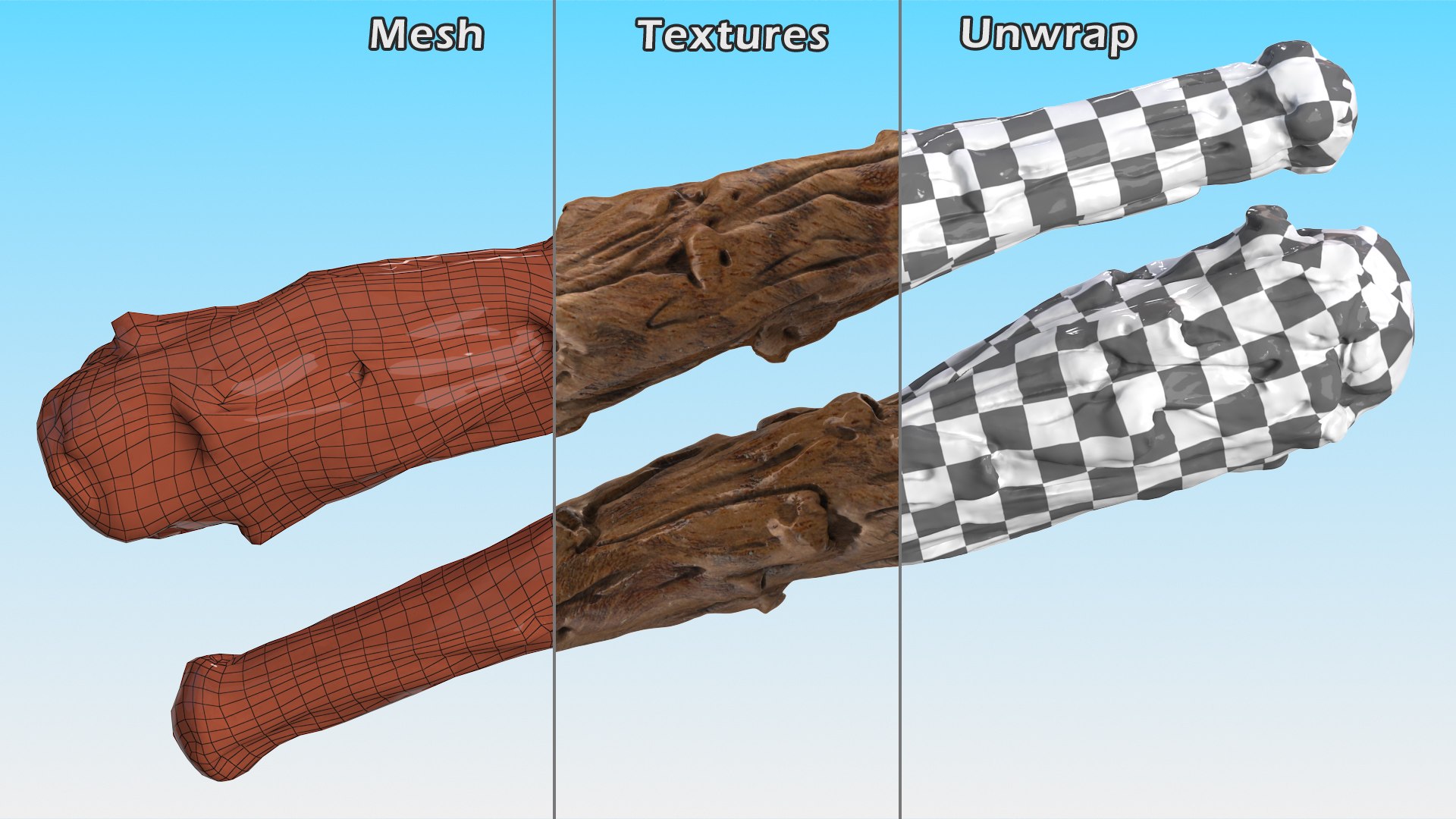 3D Prehistoric Wooden Caveman Club Model - TurboSquid 1729564