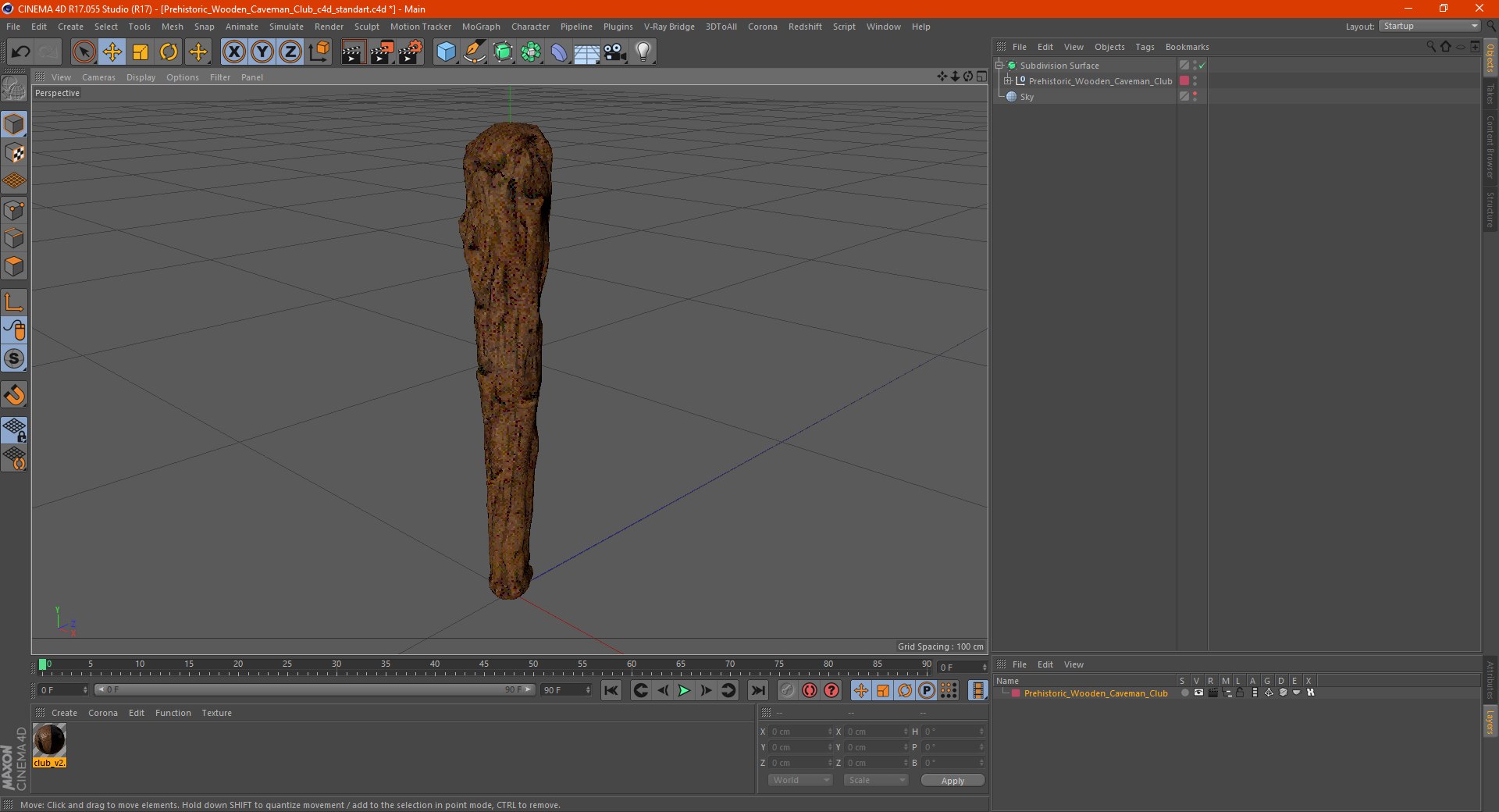 3D Prehistoric Wooden Caveman Club Model - TurboSquid 1729564