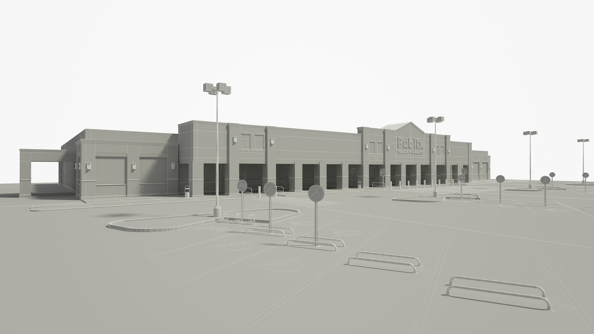 3D Retail Store Building - No Textures Model - TurboSquid 1970206
