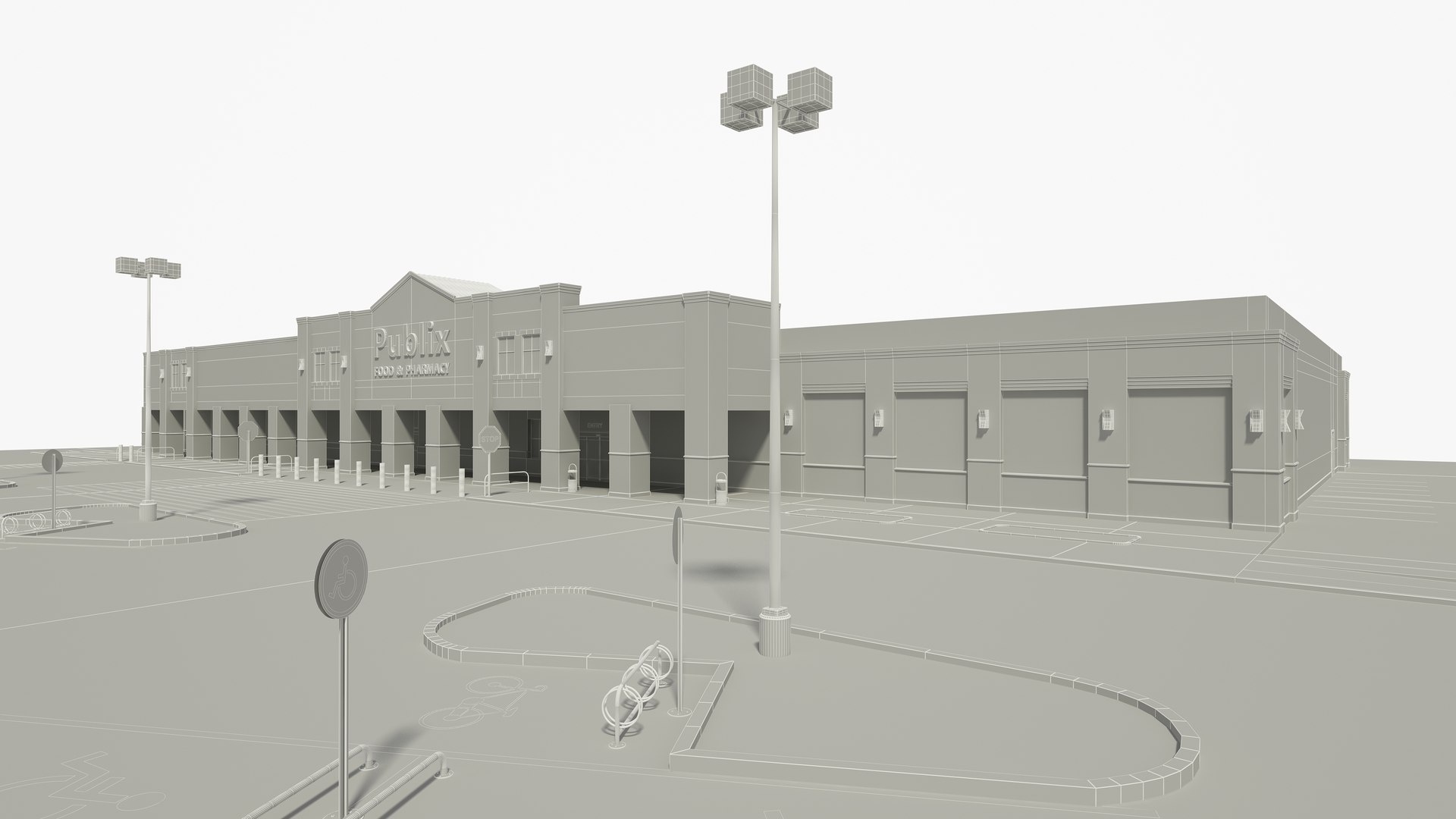 3D Retail Store Building - No Textures Model - TurboSquid 1970206