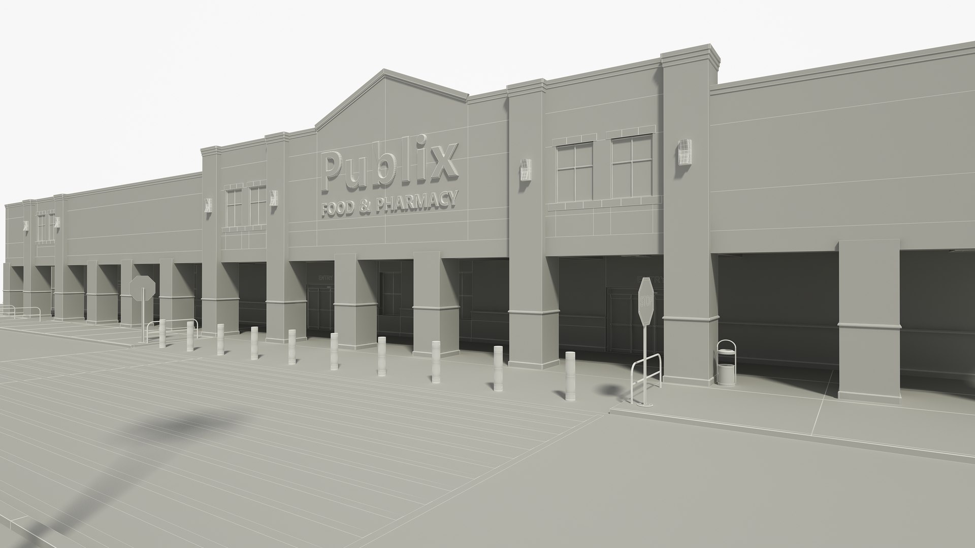 3D Retail Store Building - No Textures Model - TurboSquid 1970206