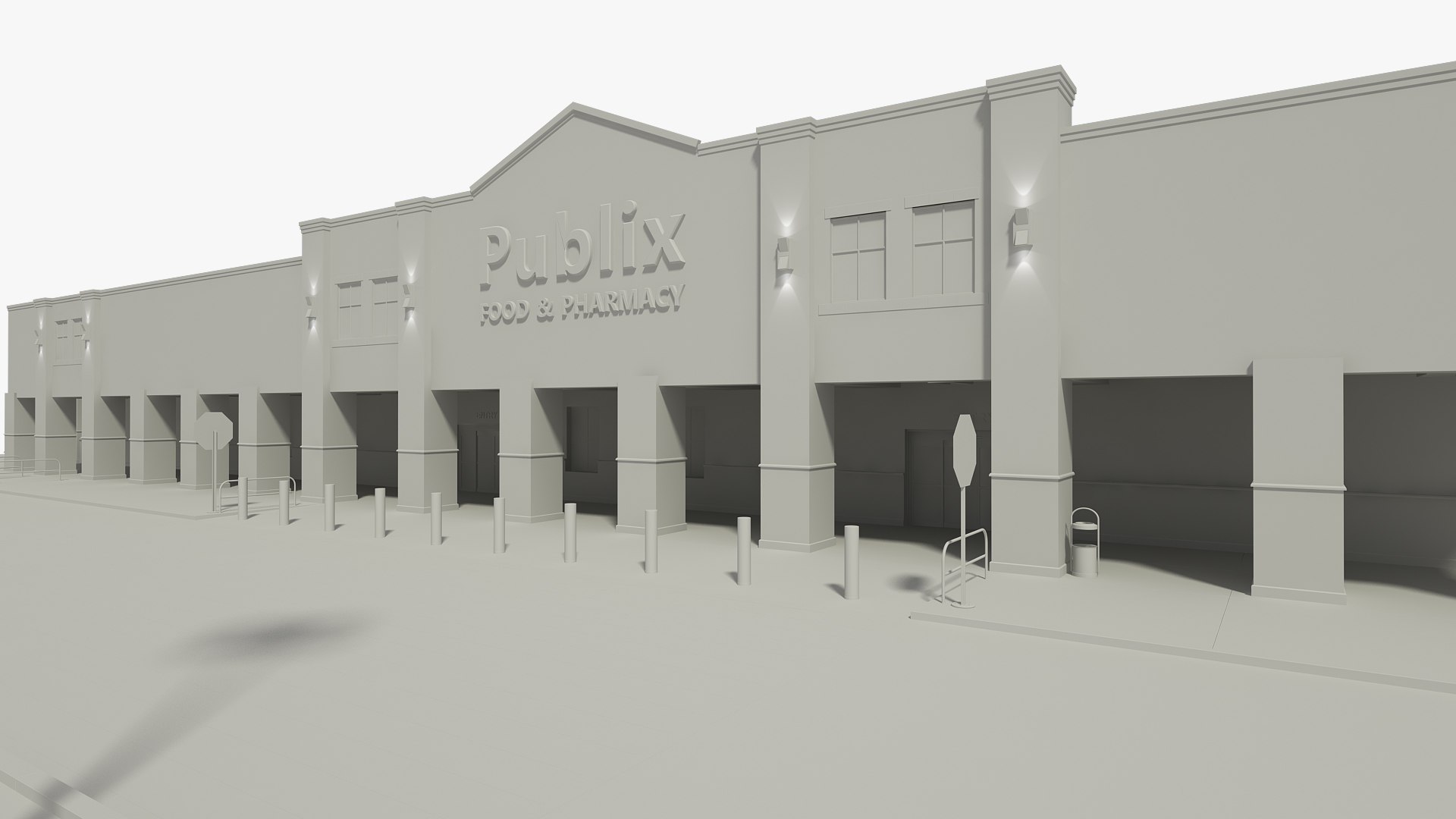 3D Retail Store Building - No Textures Model - TurboSquid 1970206