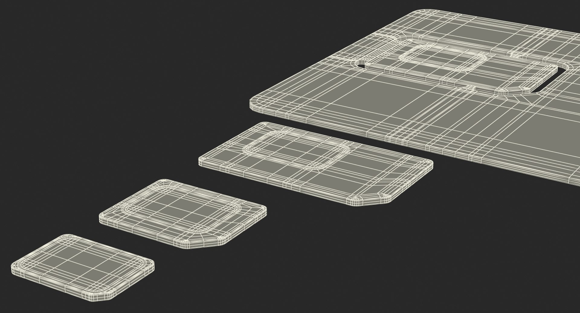 Different sizes sim cards 3D model - TurboSquid 1329101
