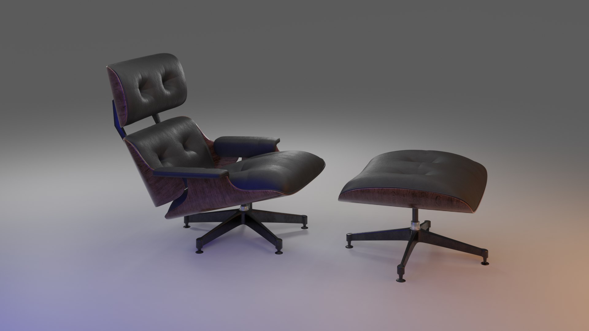 3D Mid Century Lounge Armchir and Ottoman - TurboSquid 2086644