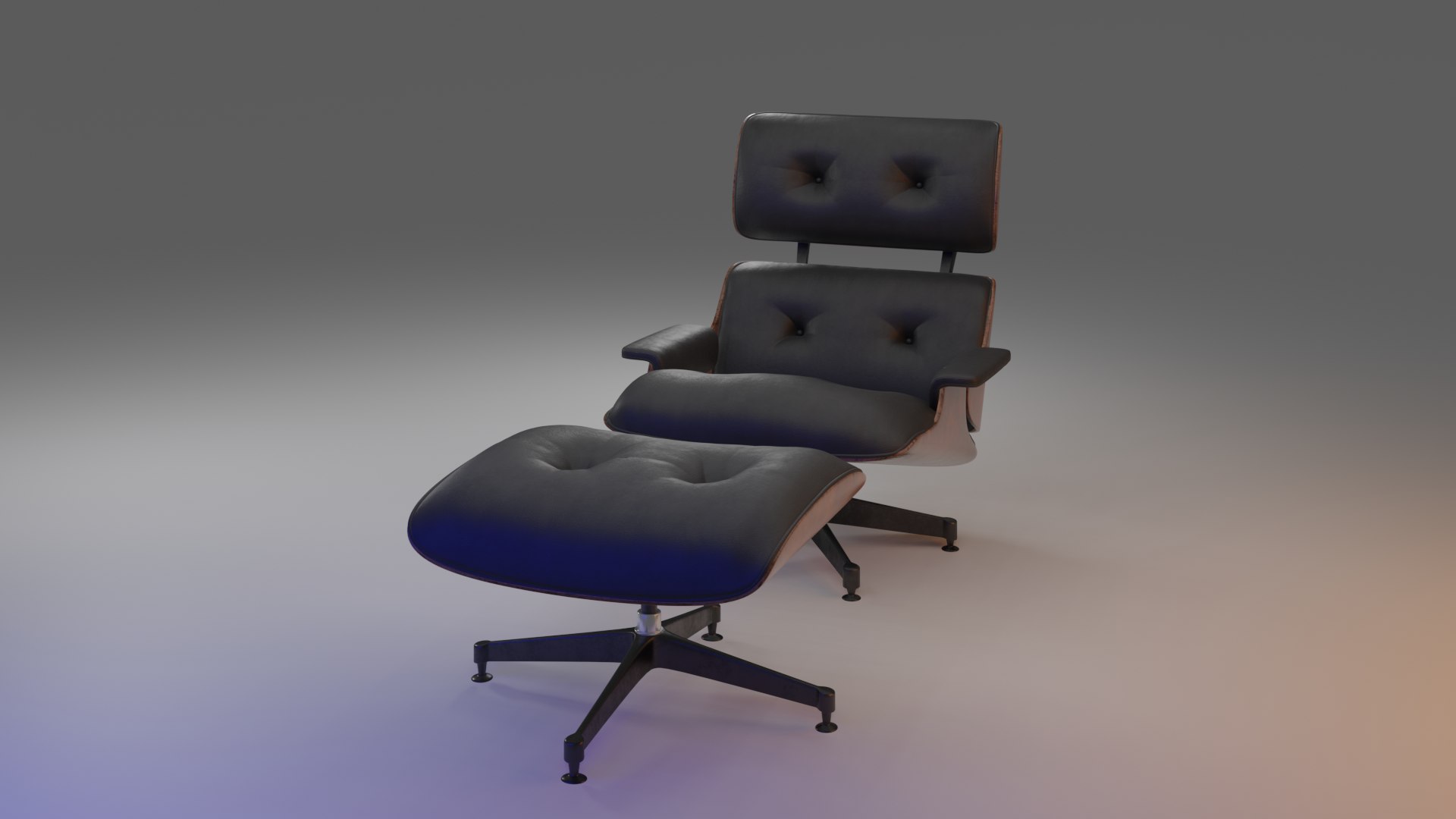 3D Mid Century Lounge Armchir and Ottoman - TurboSquid 2086644