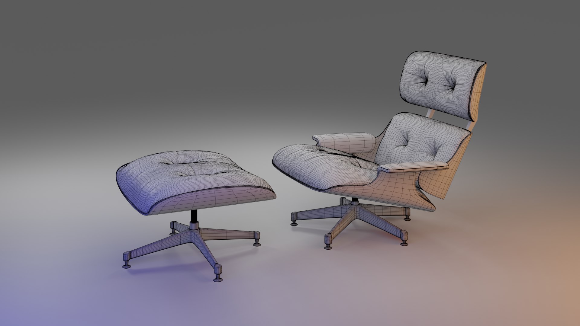 3D Mid Century Lounge Armchir and Ottoman - TurboSquid 2086644