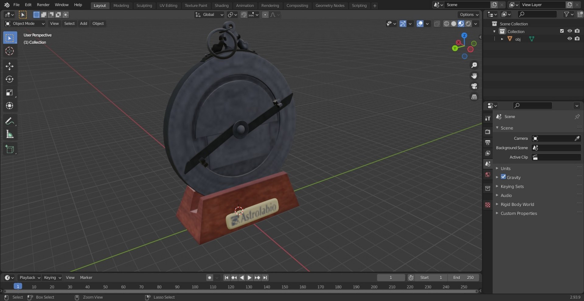 3D Astrolabe with Wooden Stand - TurboSquid 1905958