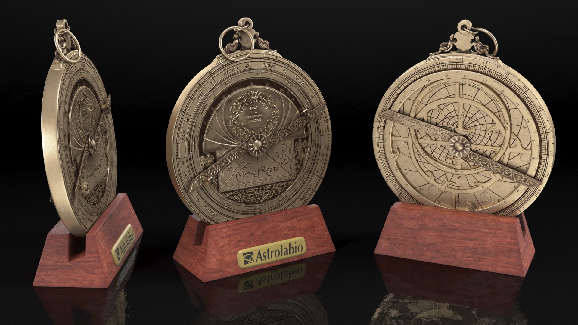 3D Astrolabe with Wooden Stand - TurboSquid 1905958