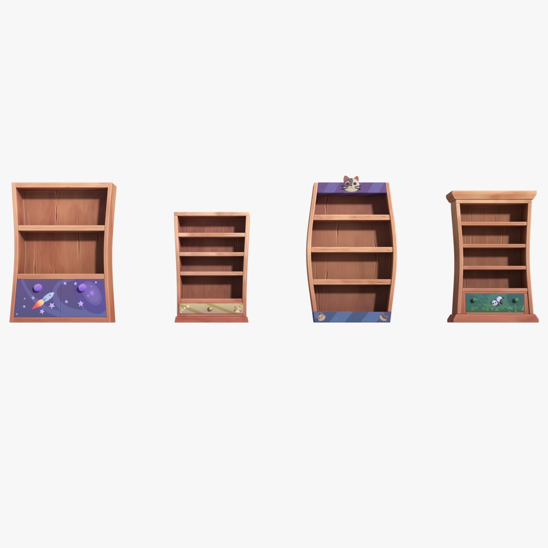 Stylized Bookshelf - Cartoon Bookshelf - Pack 3D model - TurboSquid 1910361