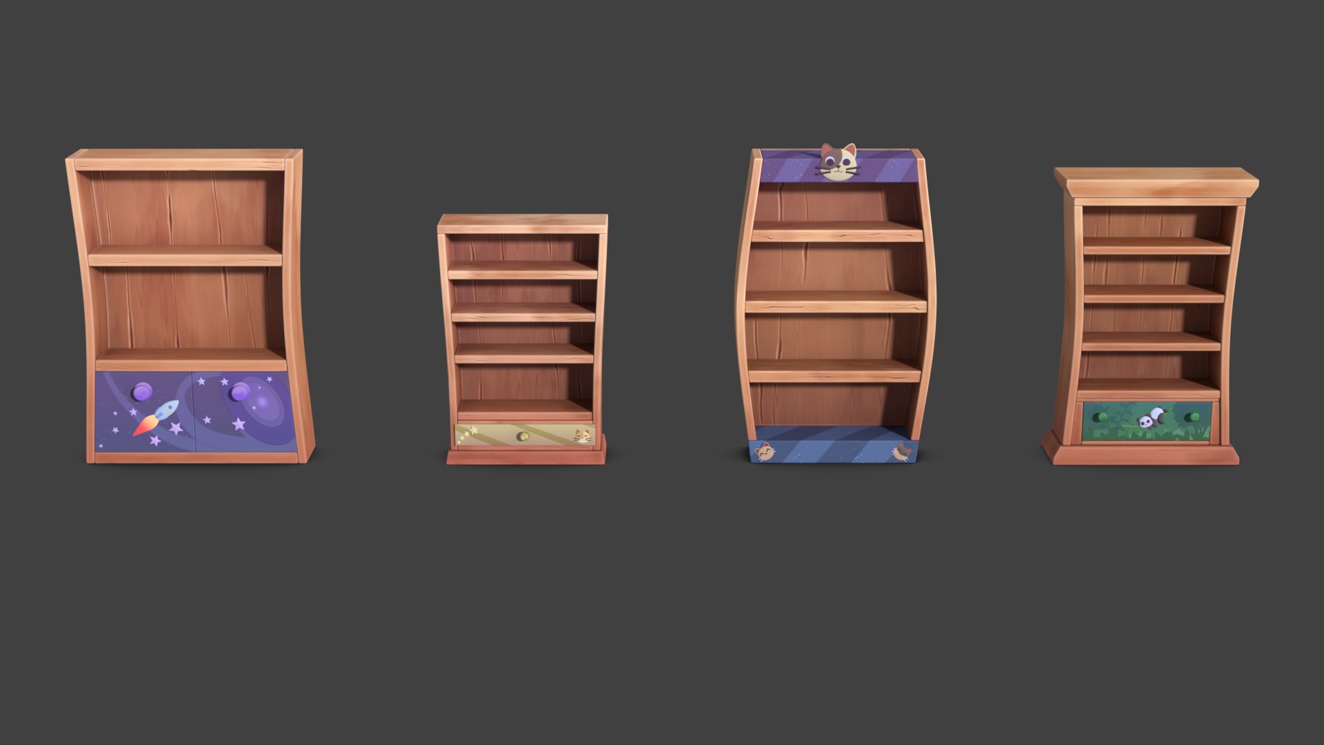 Stylized Bookshelf - Cartoon Bookshelf - Pack 3D model - TurboSquid 1910361