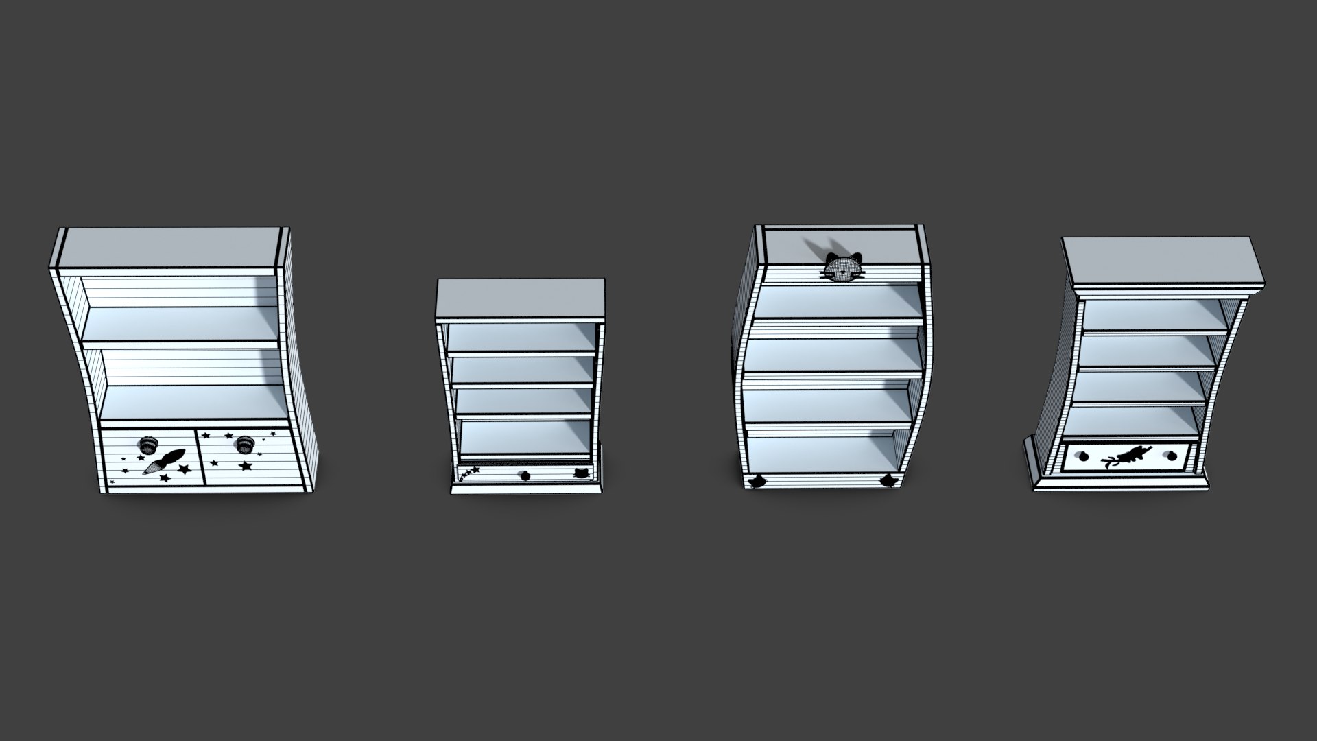 Stylized Bookshelf - Cartoon Bookshelf - Pack 3D model - TurboSquid 1910361