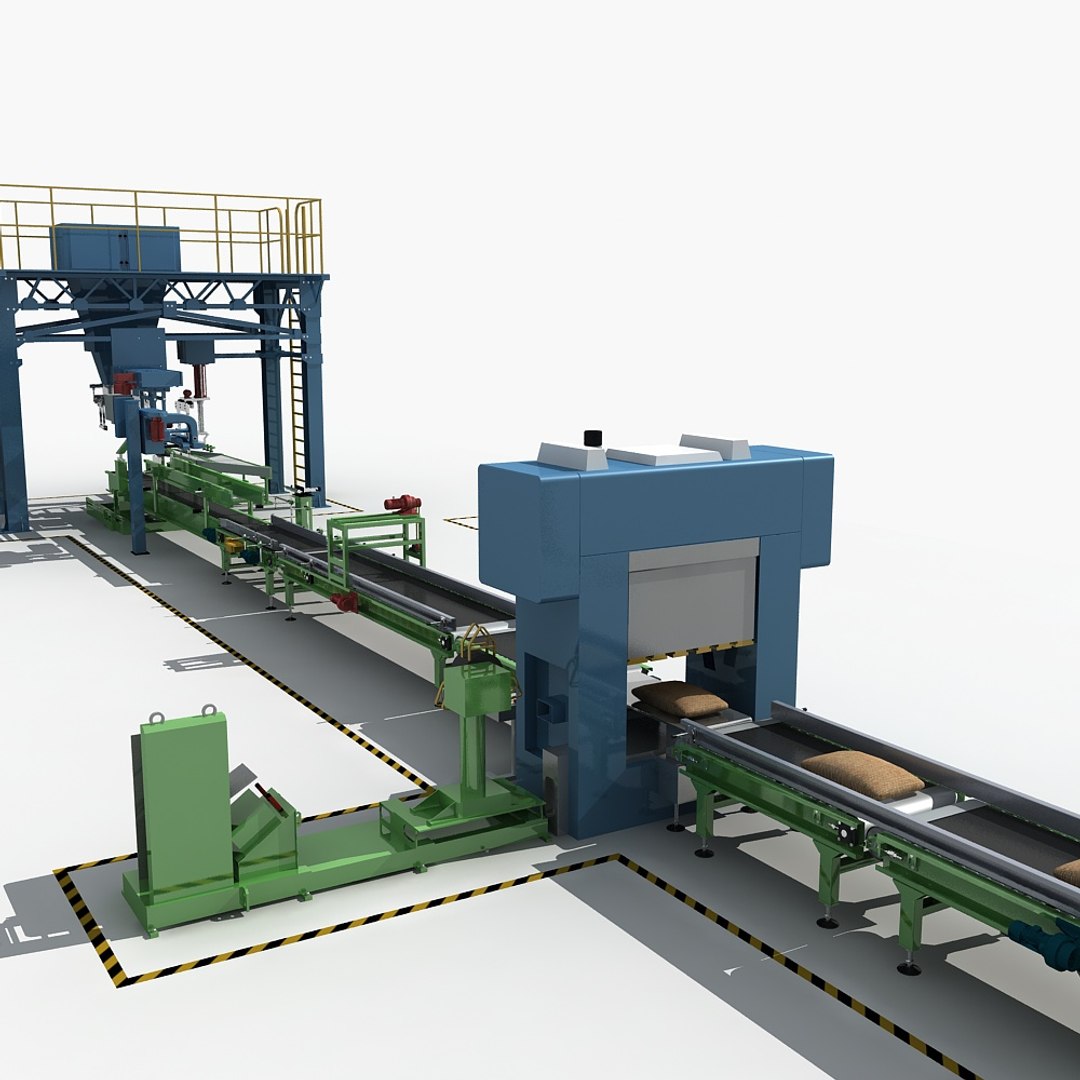 3D packaging machine line - TurboSquid 1388288