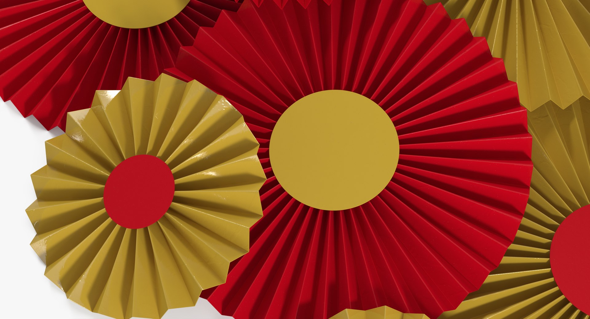 Red Gold Paper Fans 3D - TurboSquid 1503389
