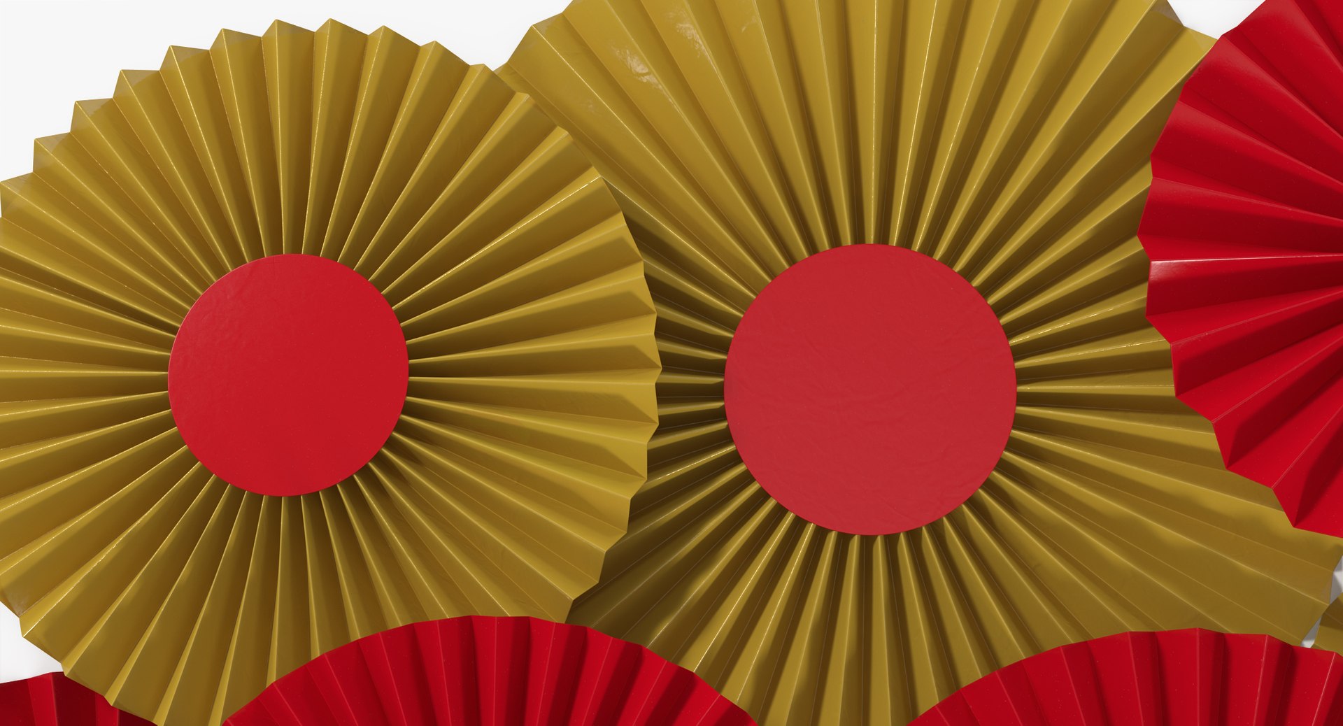 Red Gold Paper Fans 3D - TurboSquid 1503389