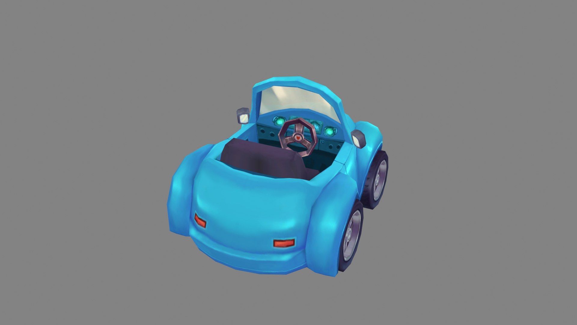 3D Cartoon blue mini car model - TurboSquid 2116551