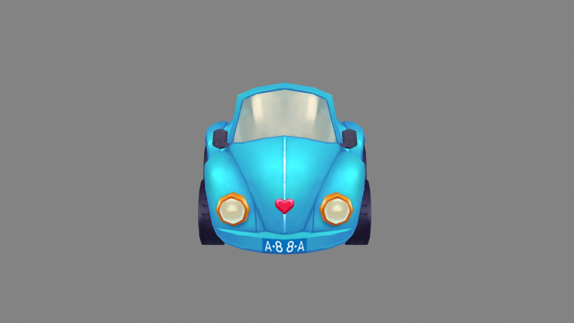 3D Cartoon blue mini car model - TurboSquid 2116551
