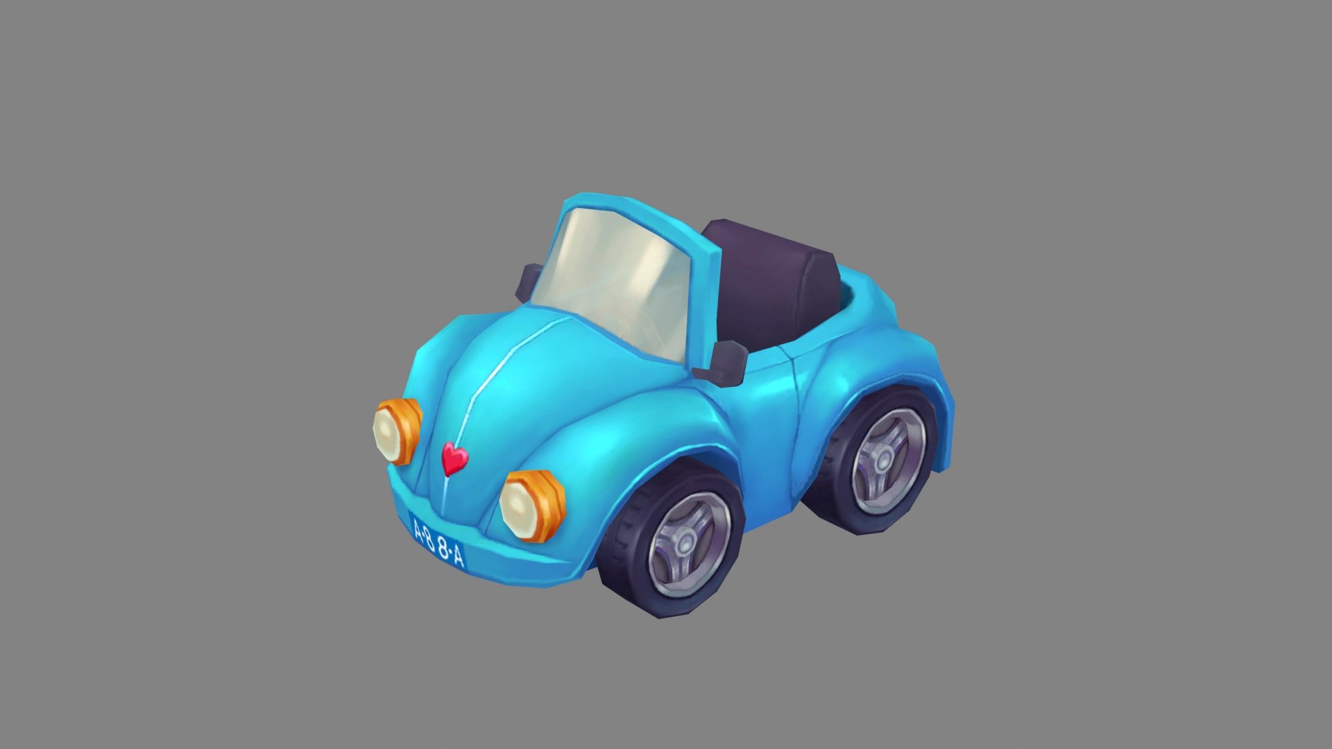 3D Cartoon blue mini car model - TurboSquid 2116551