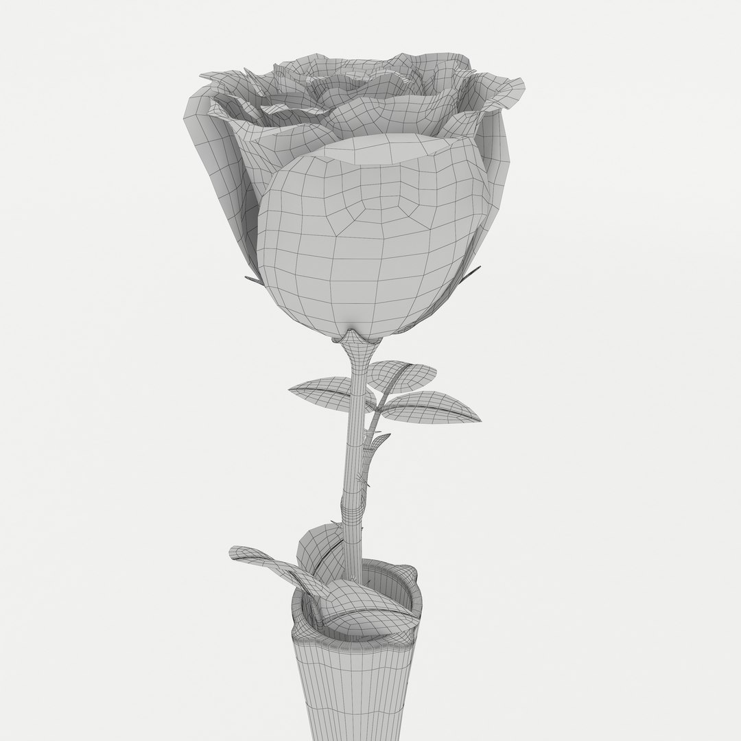 3D Rose Red Flower Vase Model - TurboSquid 1533437