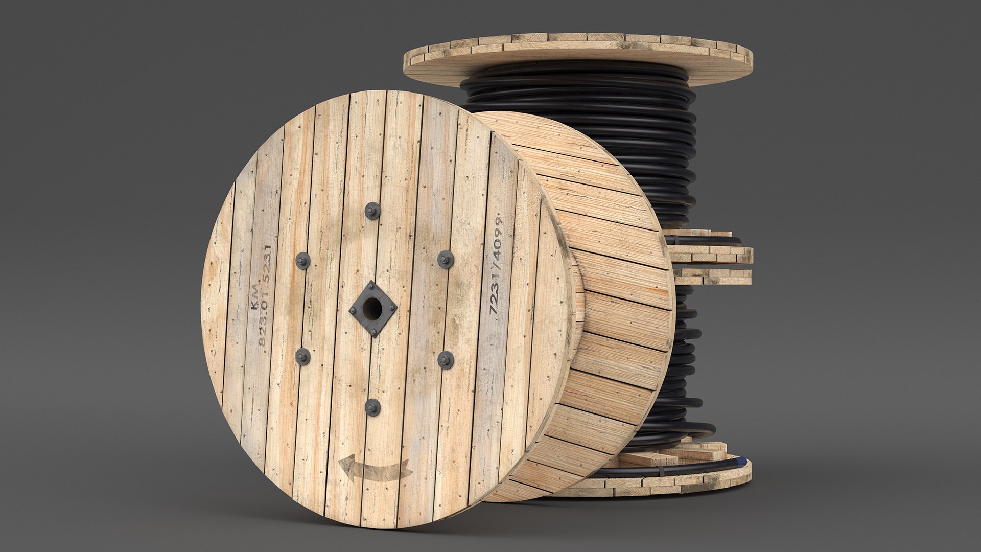 3D Stack Of Cable Reels Model - TurboSquid 2268617
