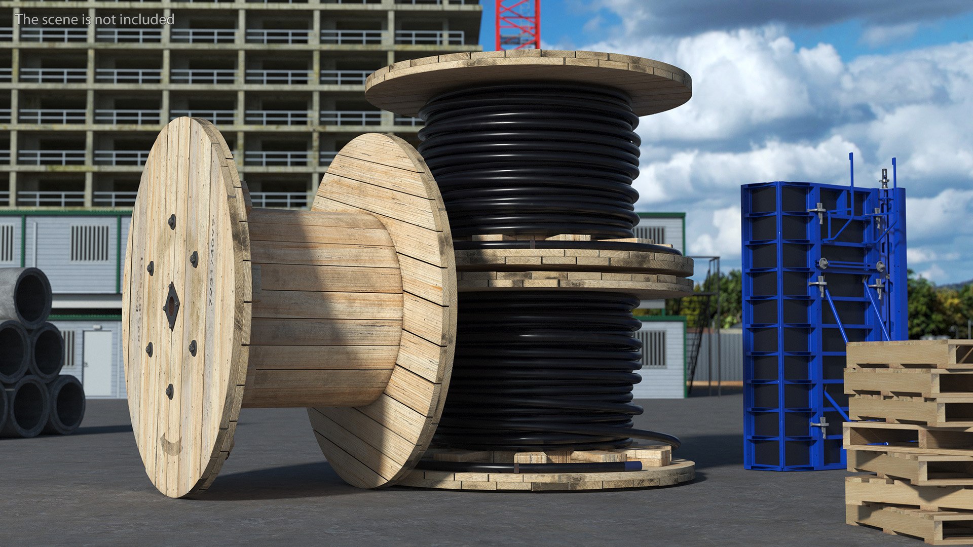 3D Stack Of Cable Reels Model - TurboSquid 2268617