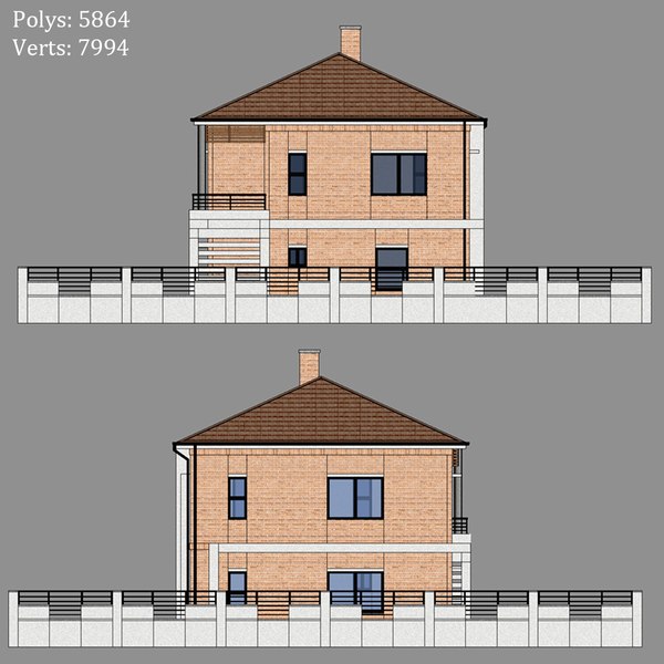 modelo 3d Casa de ladrillo de dos plantas 1 - TurboSquid 2201825