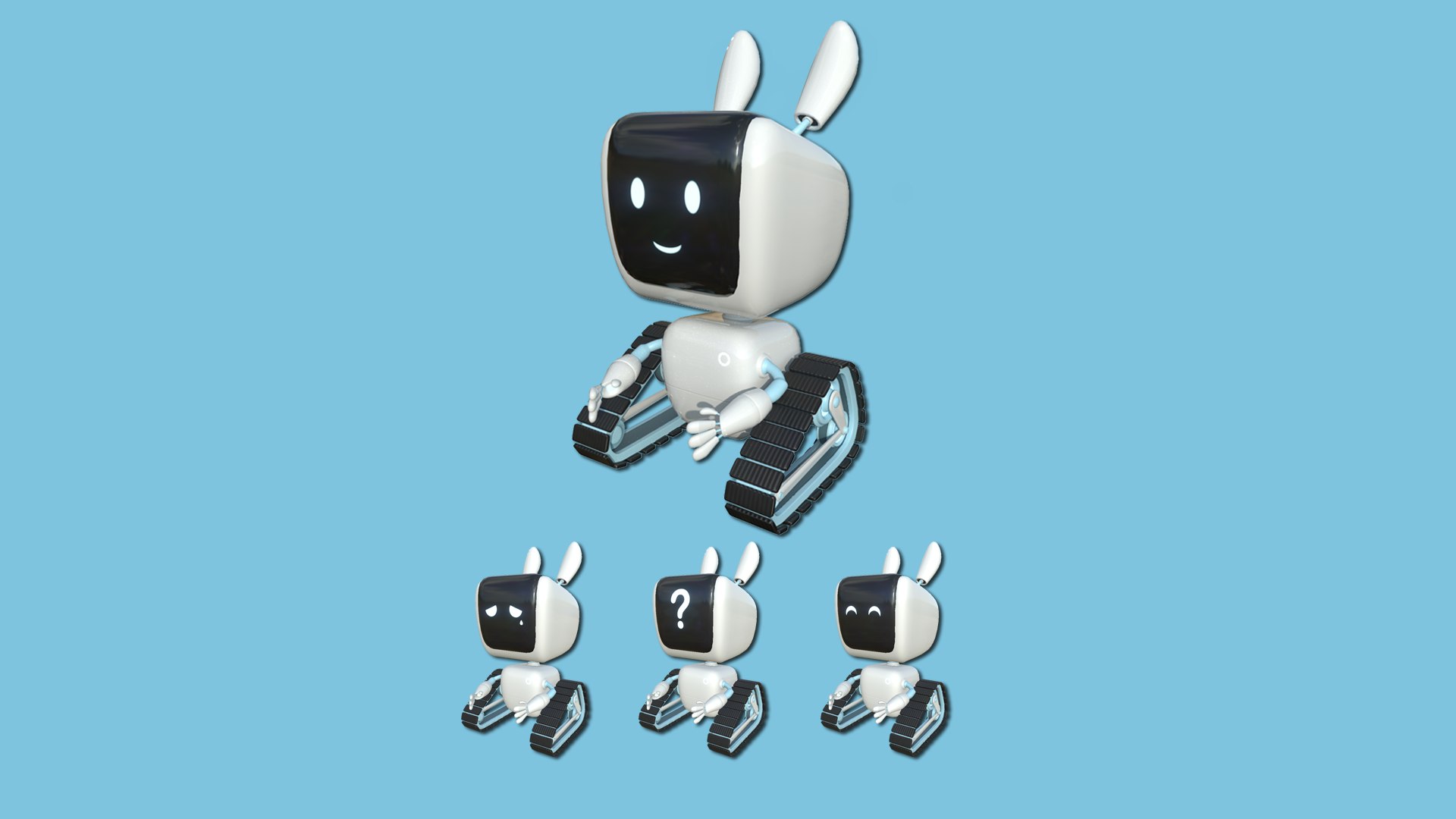 3D Cute Robot 01 - White Faces - Character Design Fashion model ...