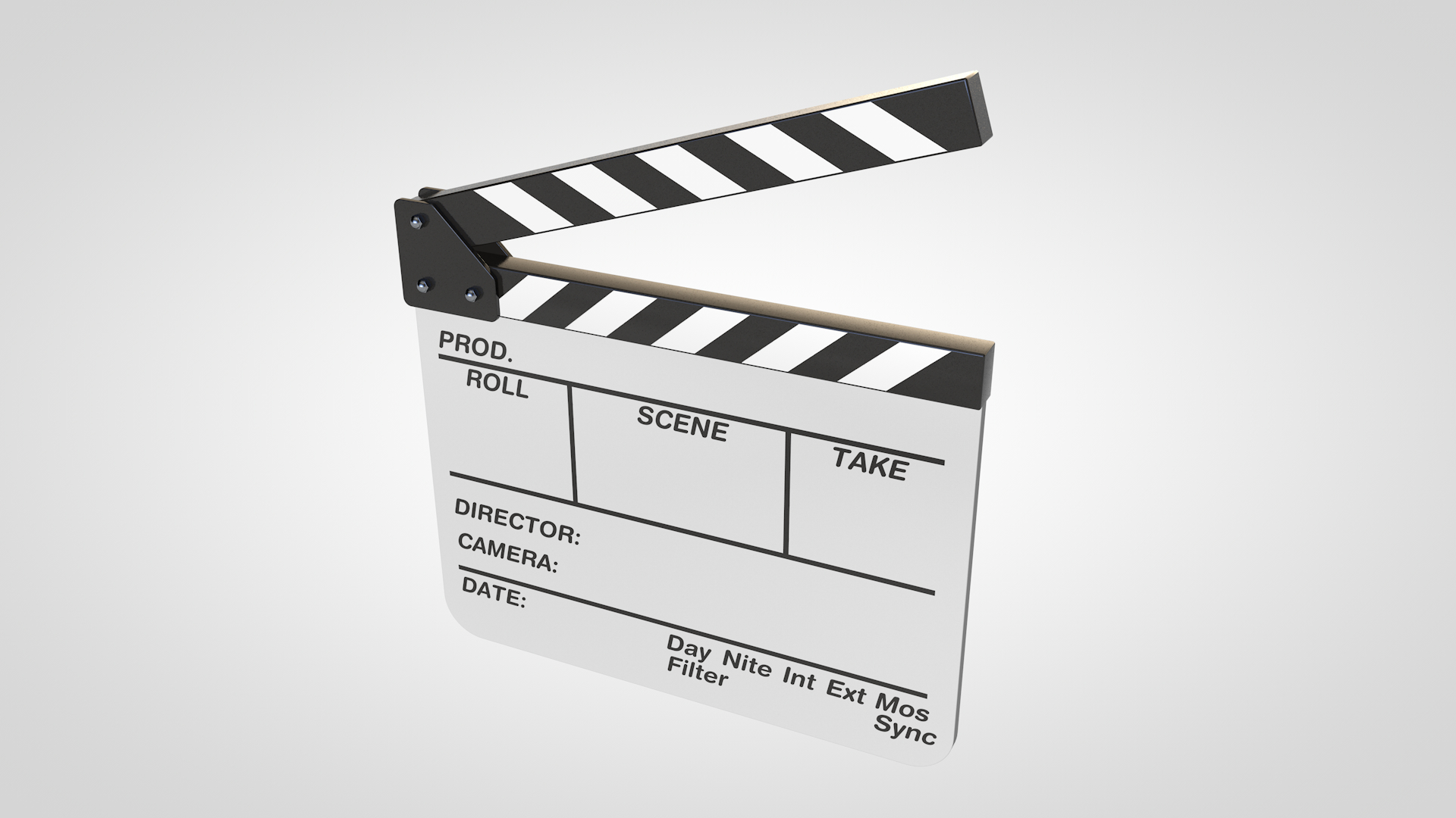 3d clapboard clapperboard