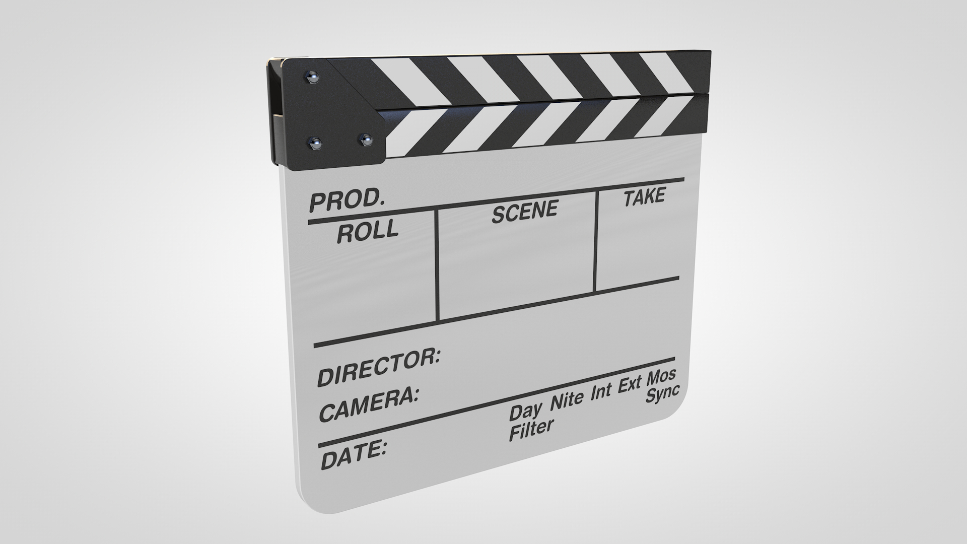 3d clapboard clapperboard