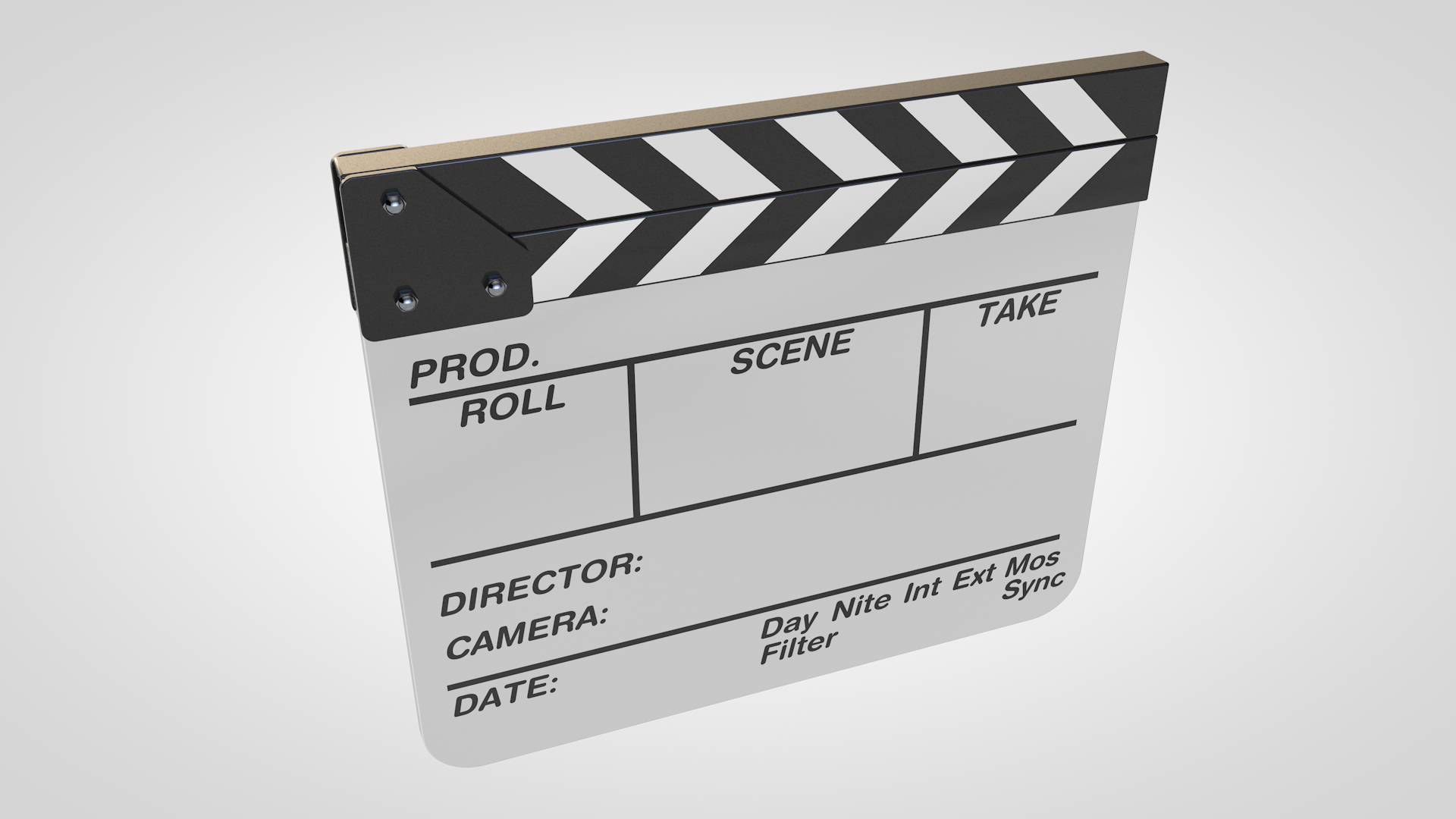 3d clapboard clapperboard