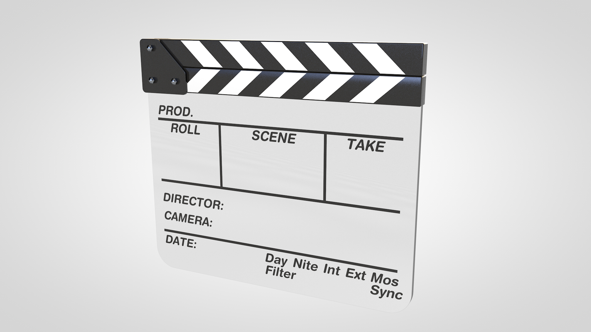 3d clapboard clapperboard