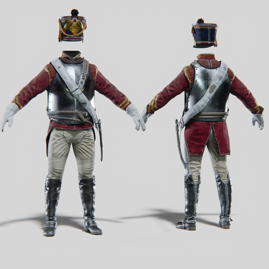 3D Soldier Napoleon Cavalry Cuirassier Rigged model - TurboSquid 2020029