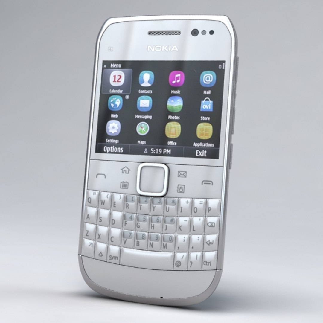 Nokia E6-00 Silver 3d Obj