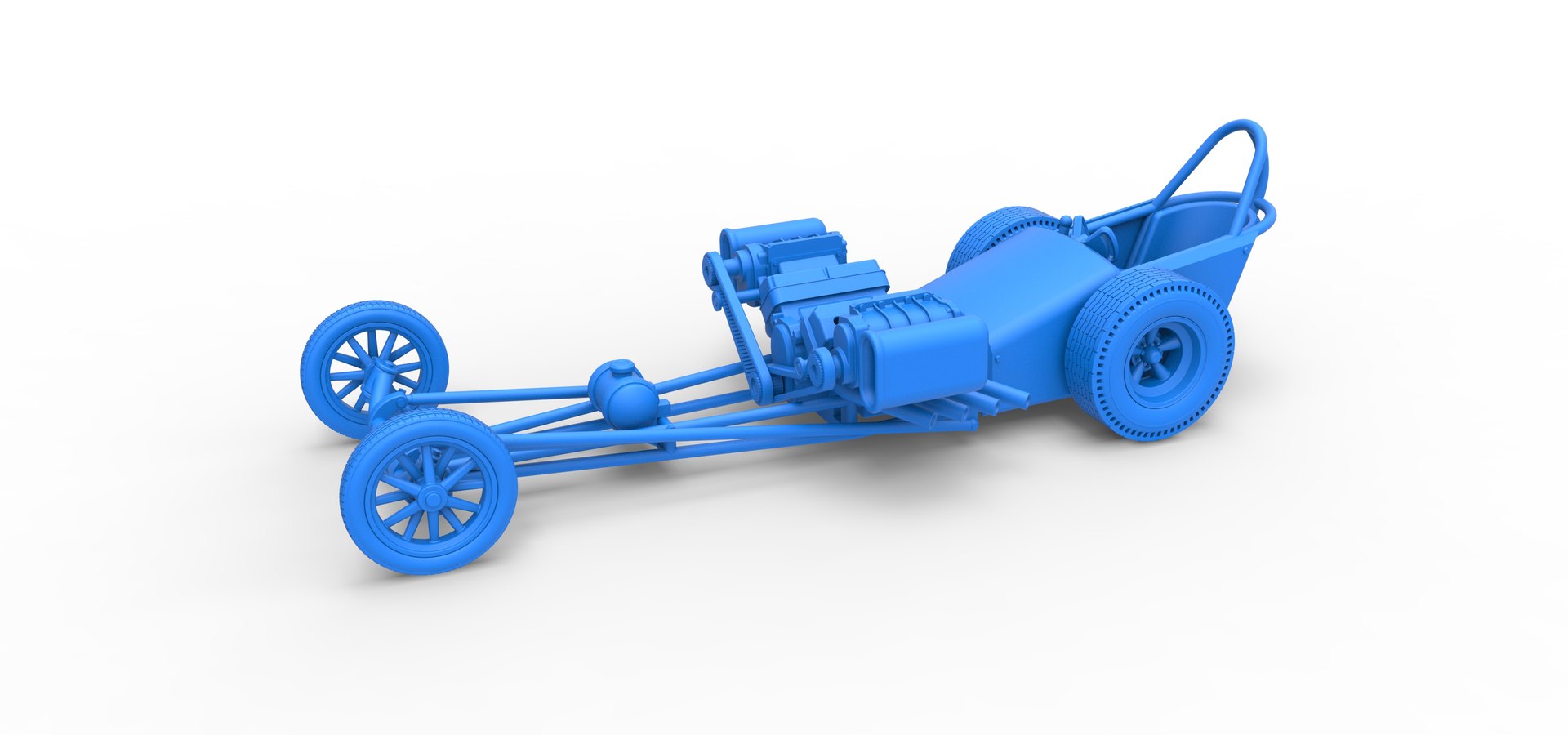 3D Diecast Front Engine Old School Dragster With Double Supercharged V8 ...