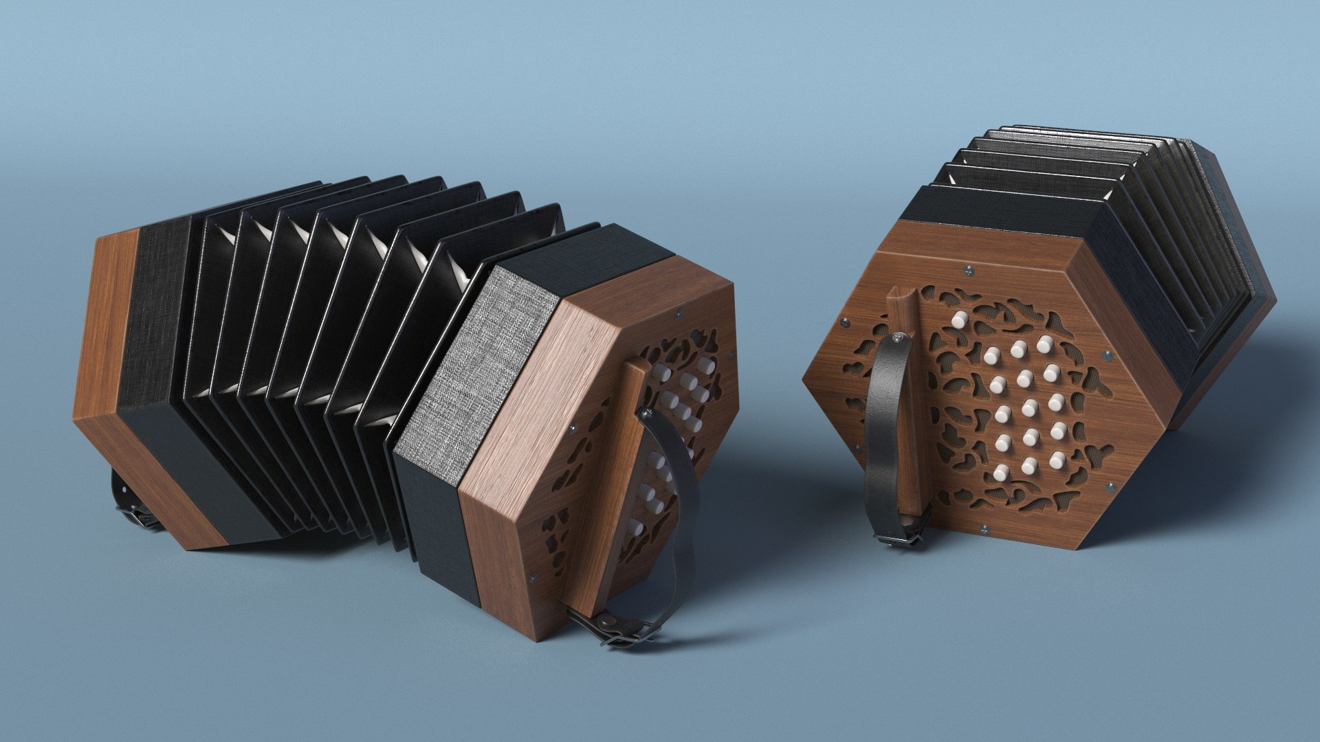 Concertina Musical Instrument Stretched 3D Model - TurboSquid 2419404