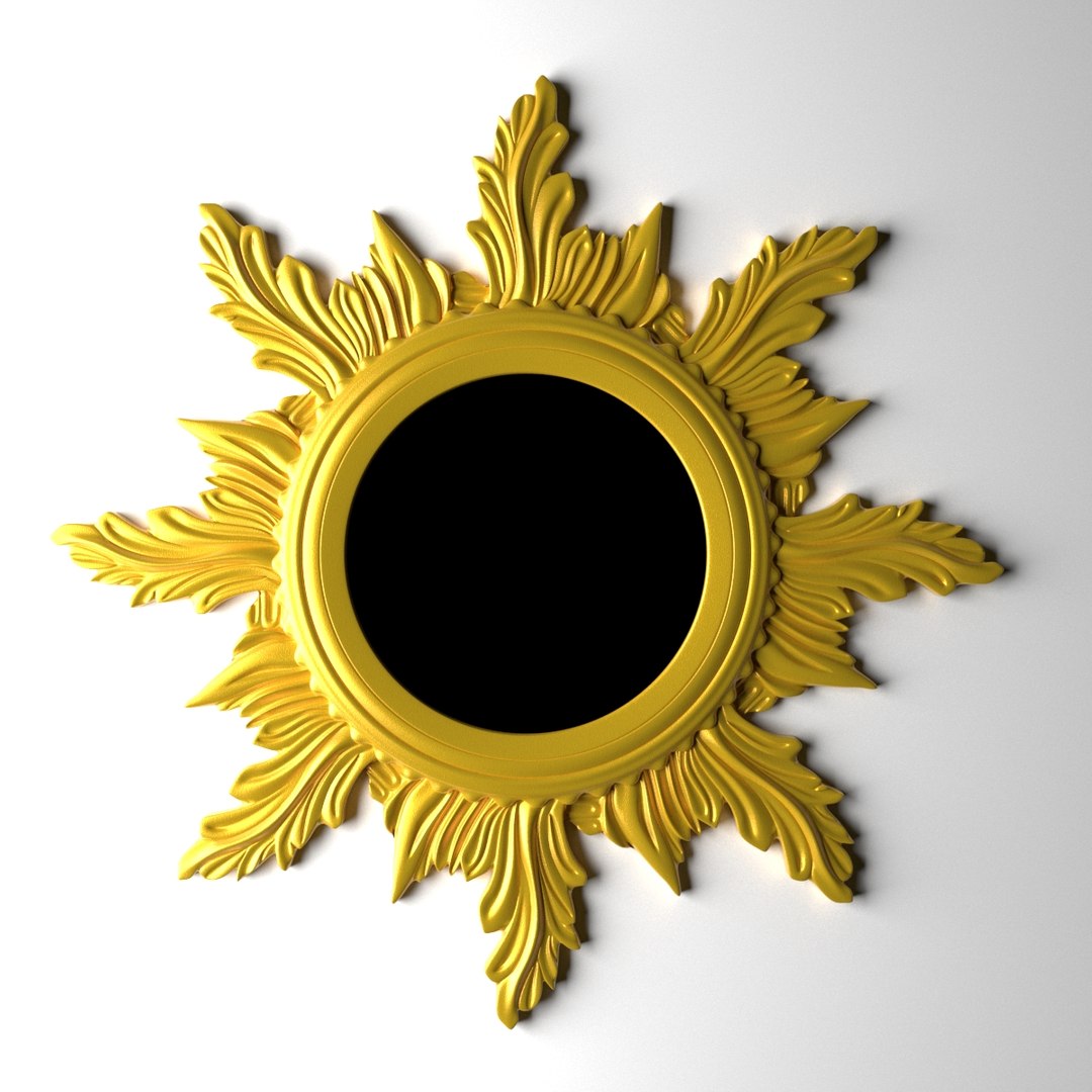 3D Model Gold Mirror Sun Frame - TurboSquid 1581139