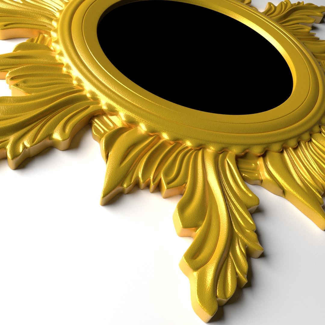 3D model gold mirror sun frame - TurboSquid 1581139