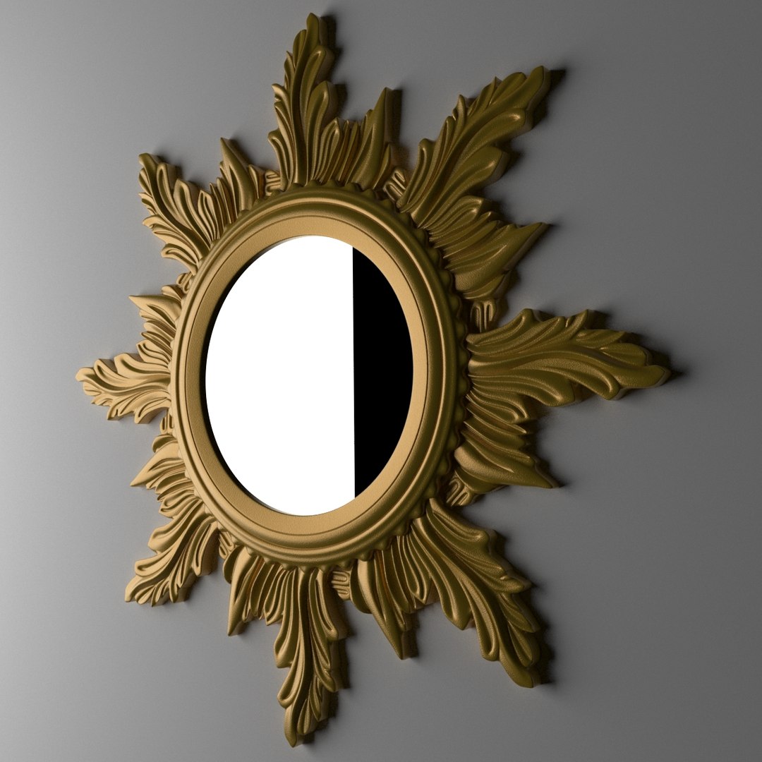3D model gold mirror sun frame - TurboSquid 1581139