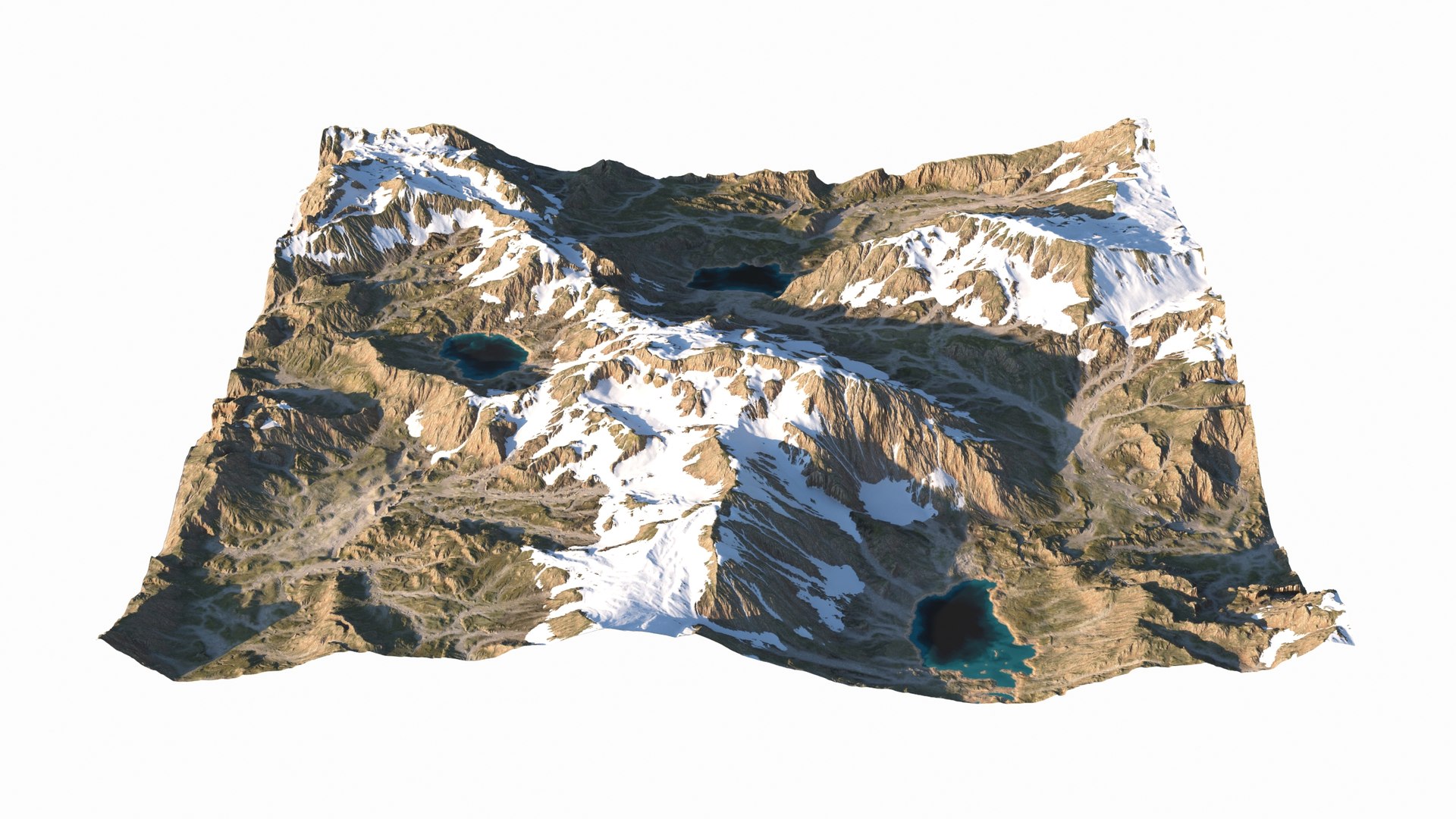 3D Terrain with snow and lakes model - TurboSquid 2168596