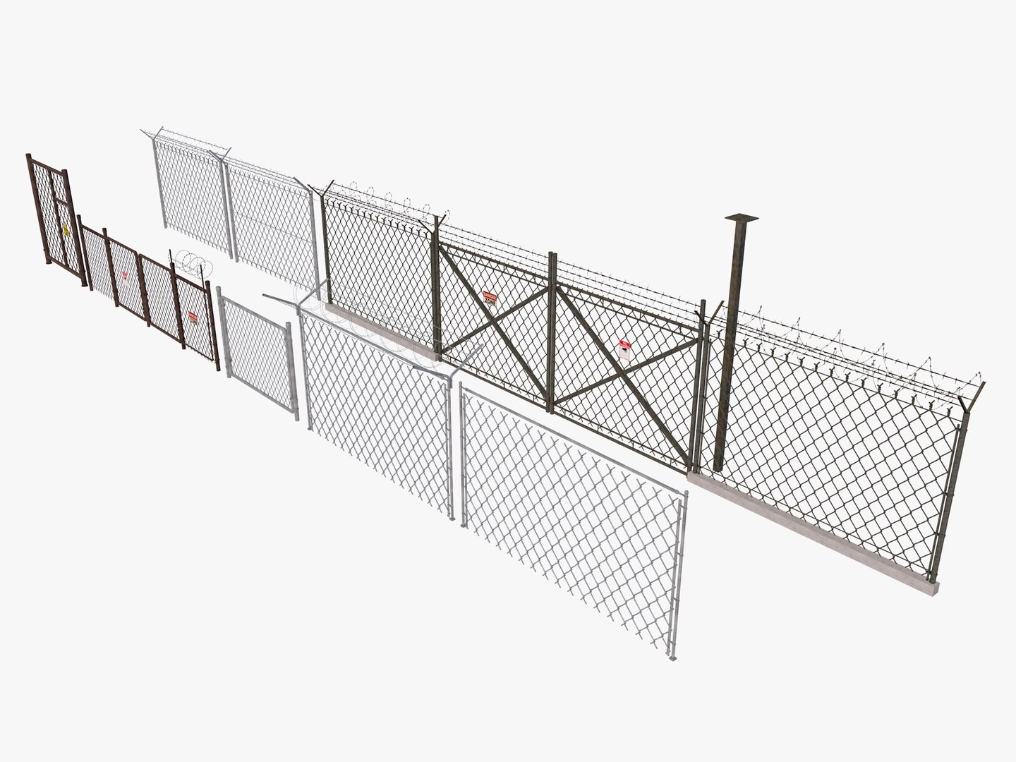 3D Barbed Wire Fence Collection Model - TurboSquid 2116705