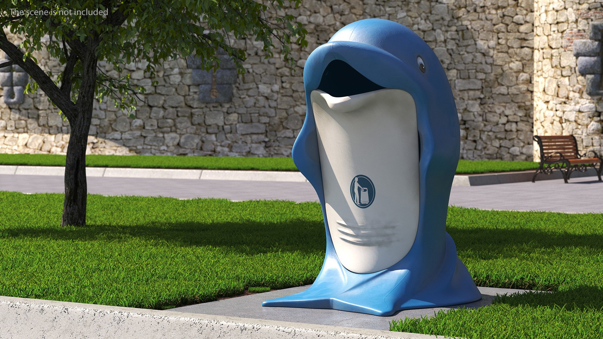 3D Used Dolphin-Shaped Trash Can model - TurboSquid 2088464