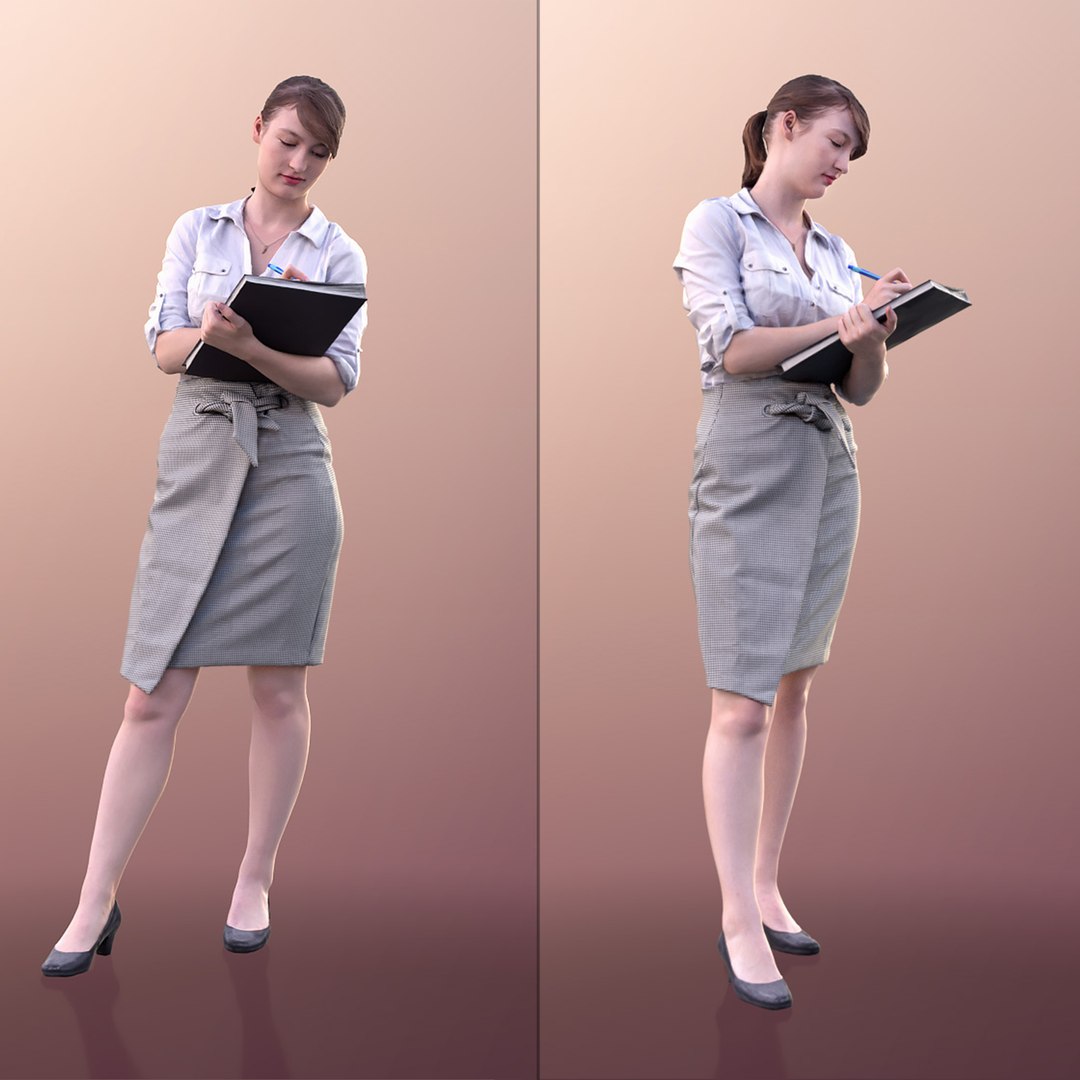 10514 Svenja - Business Woman Standing Writing On Documents 3D ...