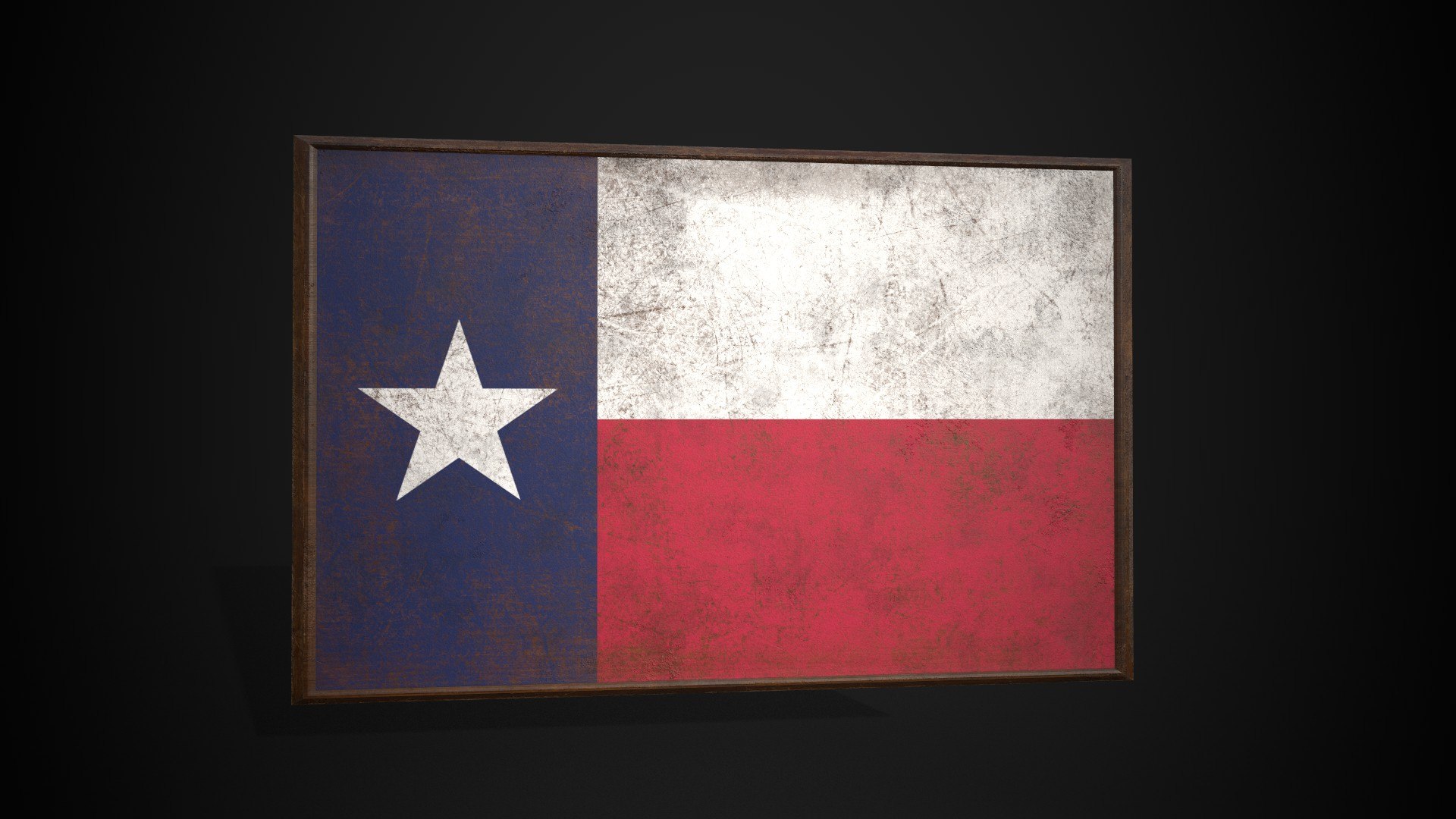 3D Old Picture Frame With Texas Flag - Game Ready PBR Low-poly 3D Model ...