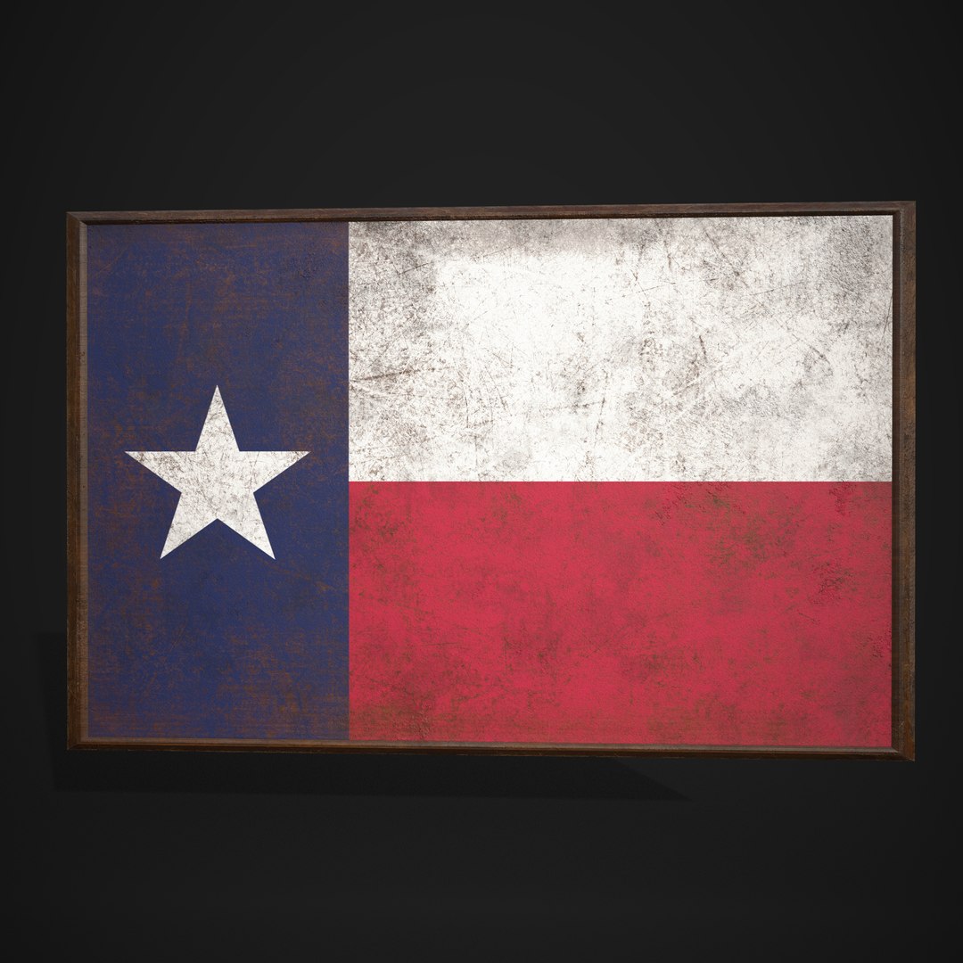 3D Old Picture Frame With Texas Flag - Game Ready PBR Low-poly 3D Model ...