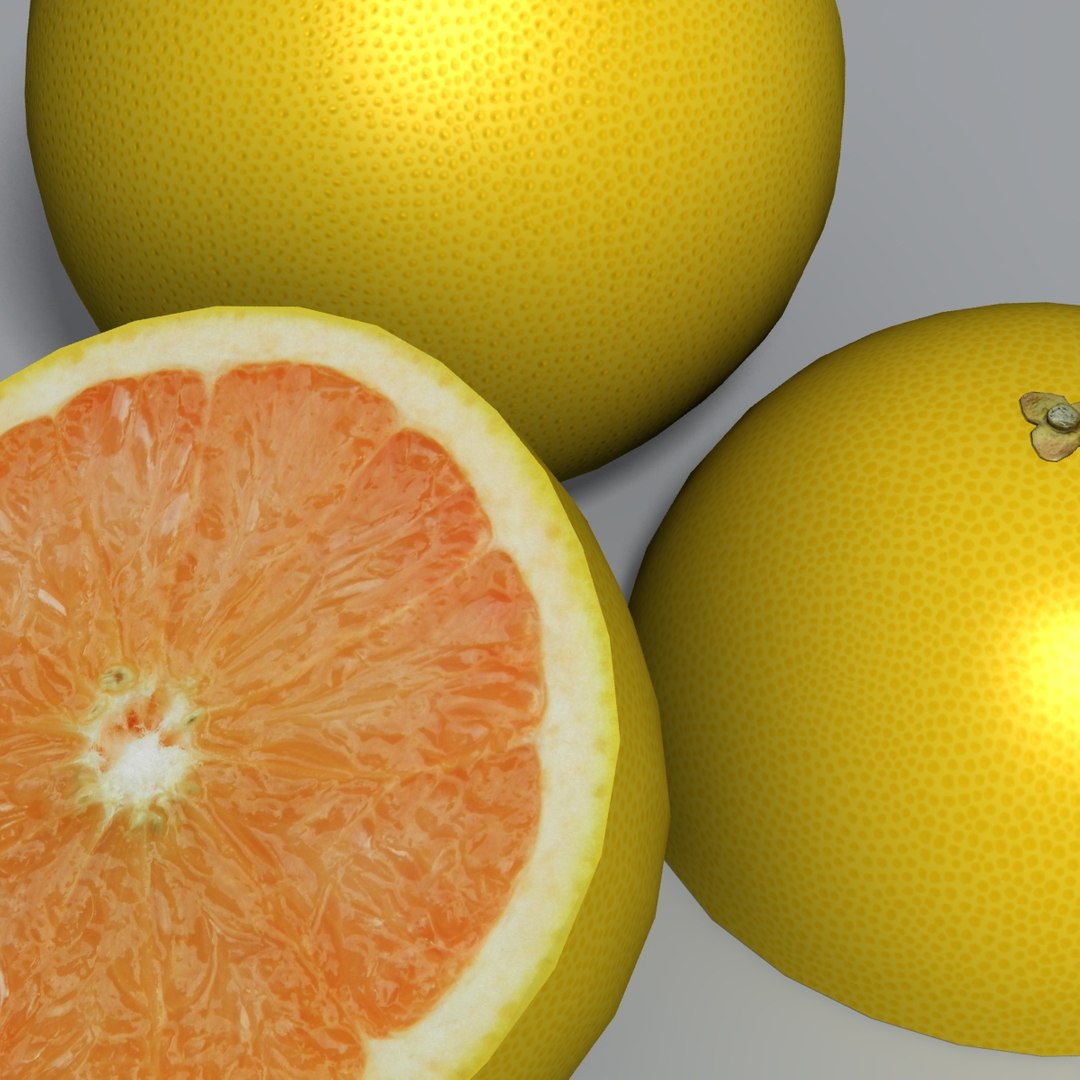 3d model of grapefruit fruit white