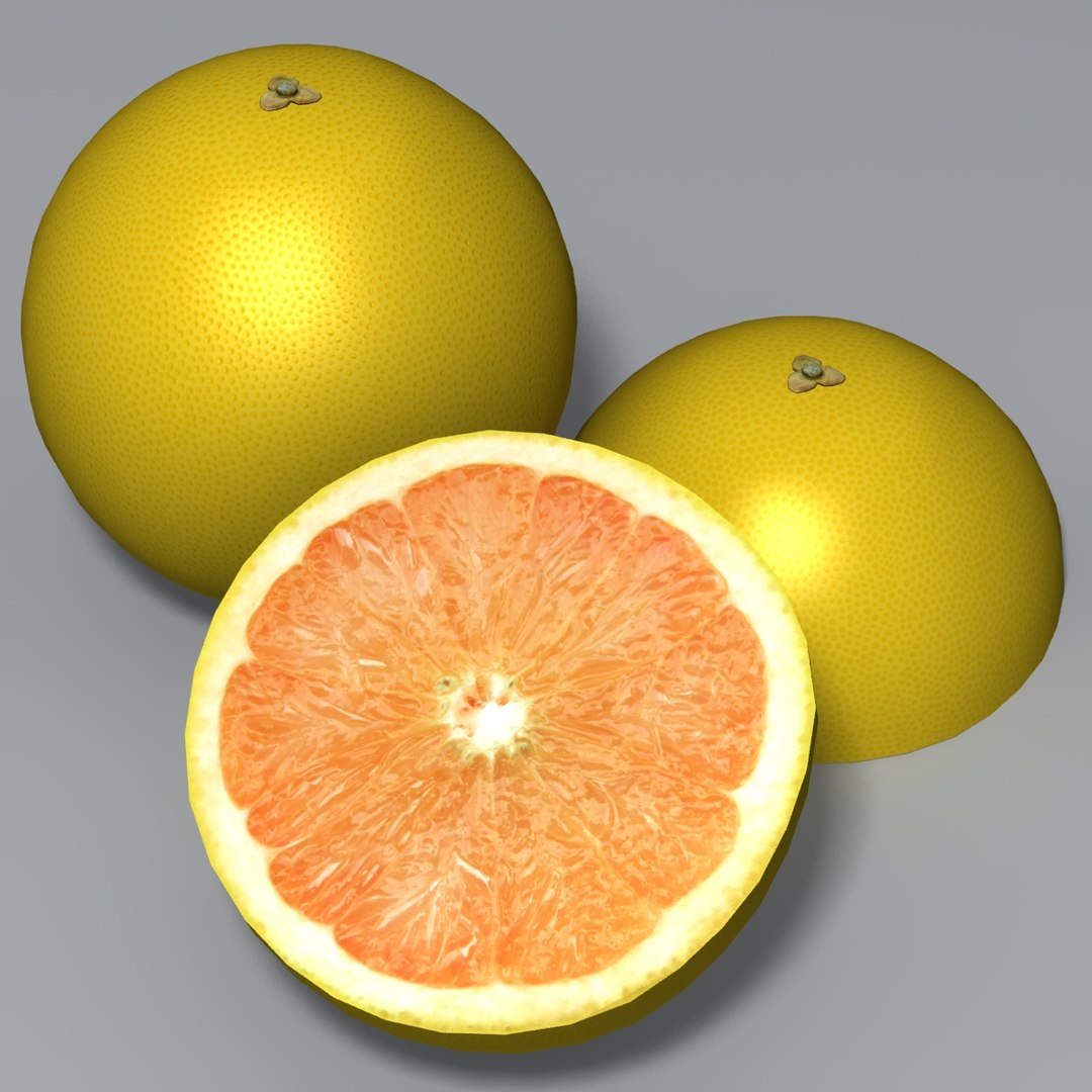 3d model of grapefruit fruit white