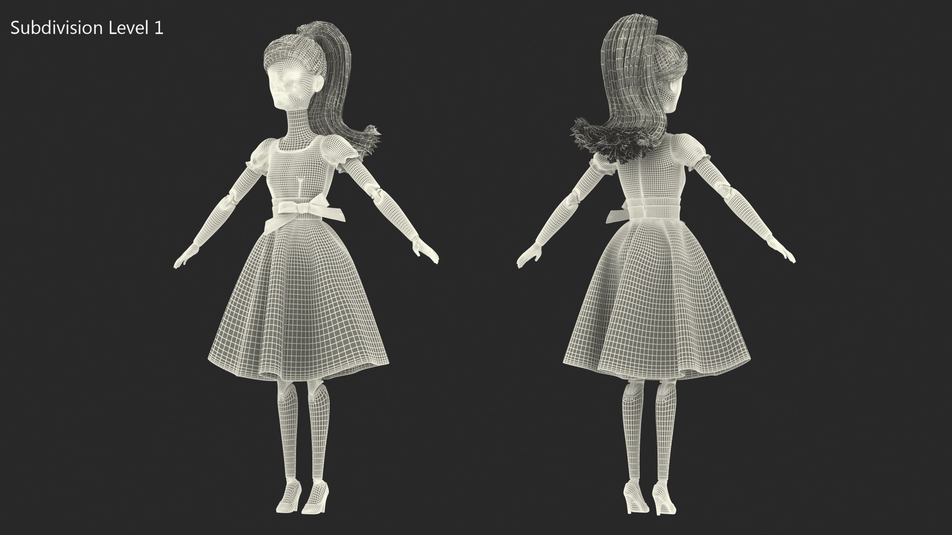 Barbie Doll in Pink Dress Rigged for Maya 3D model - TurboSquid 2004363