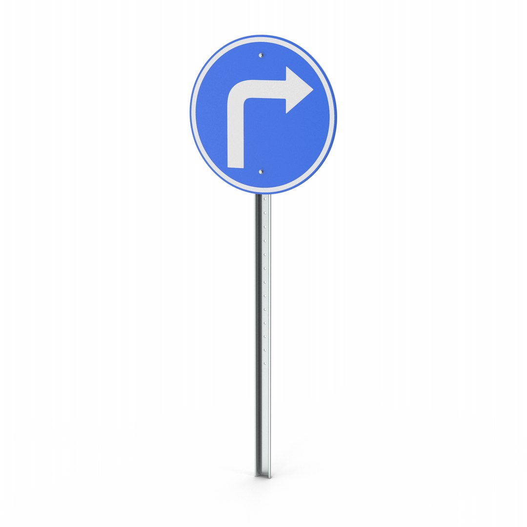 Turn Right Ahead Road Sign 3D - TurboSquid 2045630