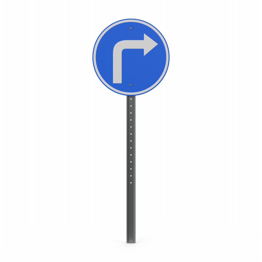 Turn Right Ahead Road Sign 3D - TurboSquid 2045630
